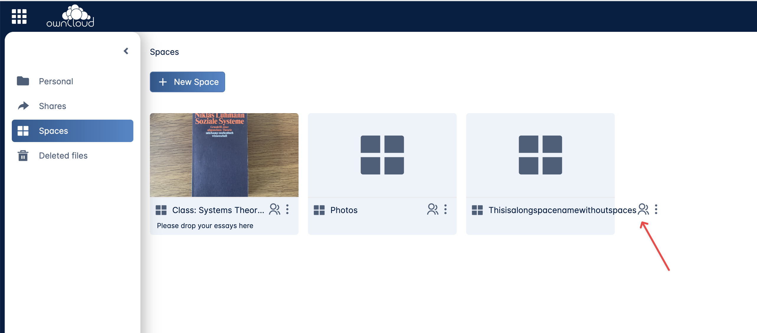 [Spaces] Name is not trimmed on smaller resolutions · Issue #7804 · owncloud/web · GitHub