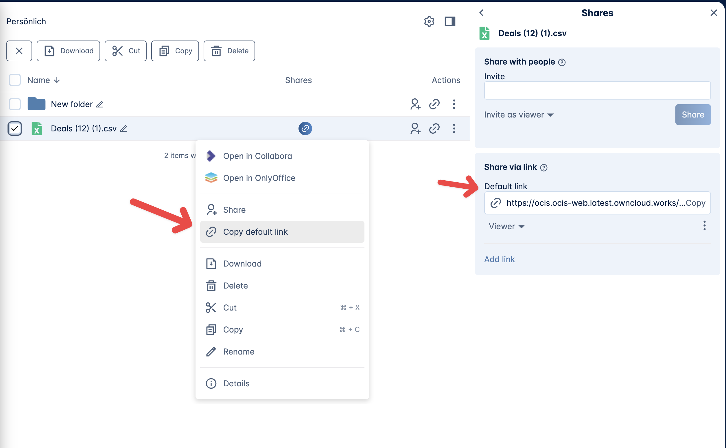 Rename "Quicklink" to "link" or "default link" · Issue #7891 · owncloud/web · GitHub