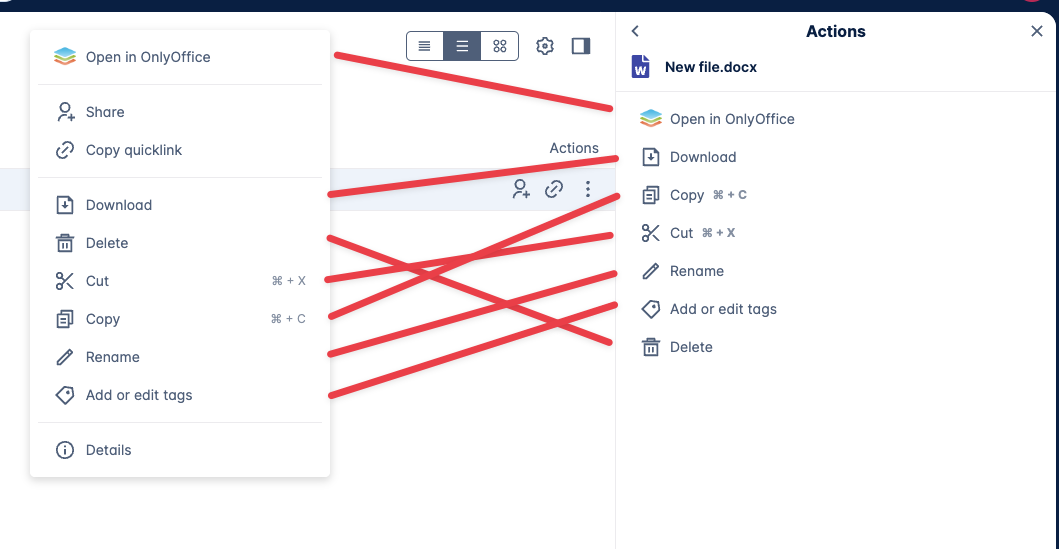 Align Actions Panel with Context Menu · Issue #8476 · owncloud/web · GitHub