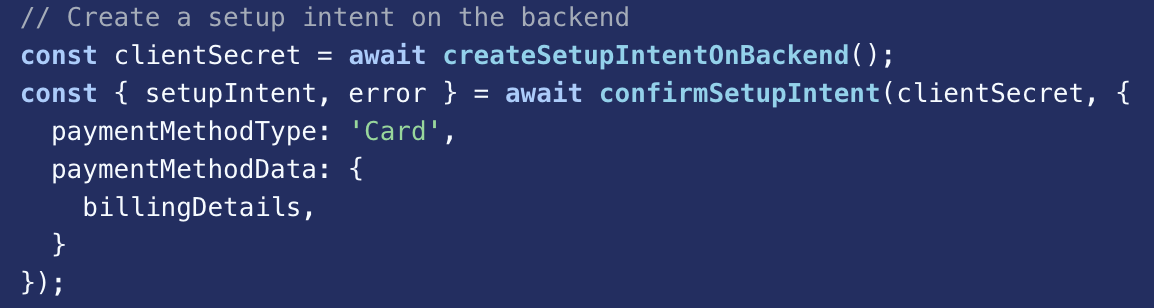 confirmSetupIntent function has bad typing. · Issue #1142 · stripe ... confirmSetupIntent function has bad typing. · Issue #1142 · stripe ...