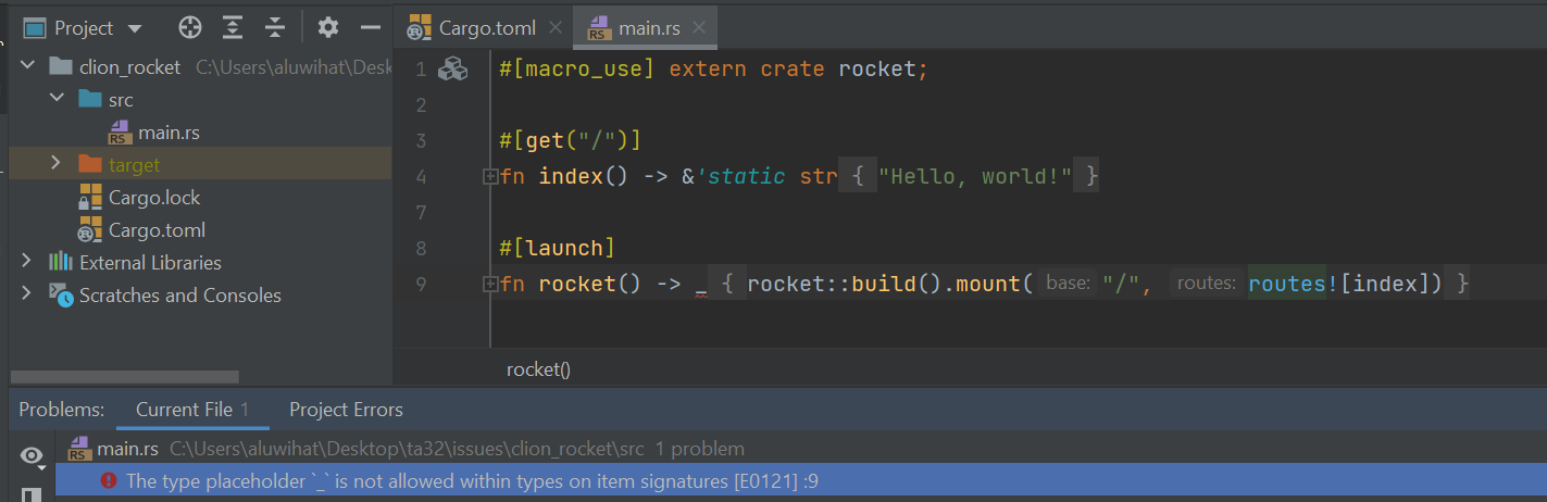 false positive compile error type placeholder `_` is not allowed · Issue #7361 · intellij-rust ...