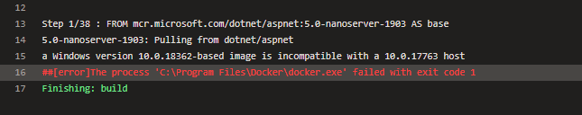 VS Windows Container tools docker images 1903 not compatible with hosted agents on Azure Devops ...