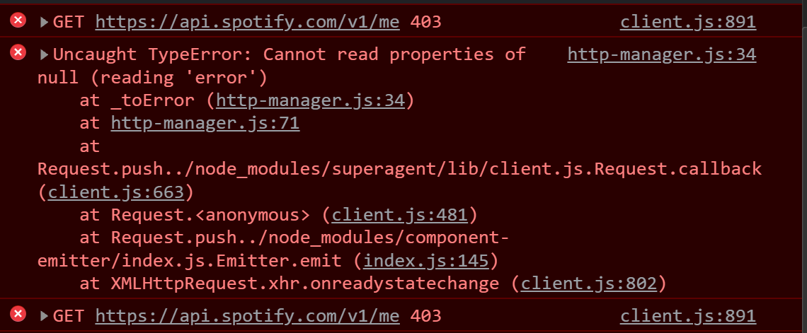 getMe function doesn't work correctly (403) · Issue #421 · thelinmichael/spotify-web-api-node ...