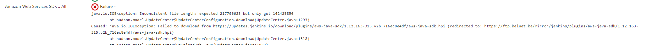 Plugin download: inconsistent file length: expected xxx but only got ...