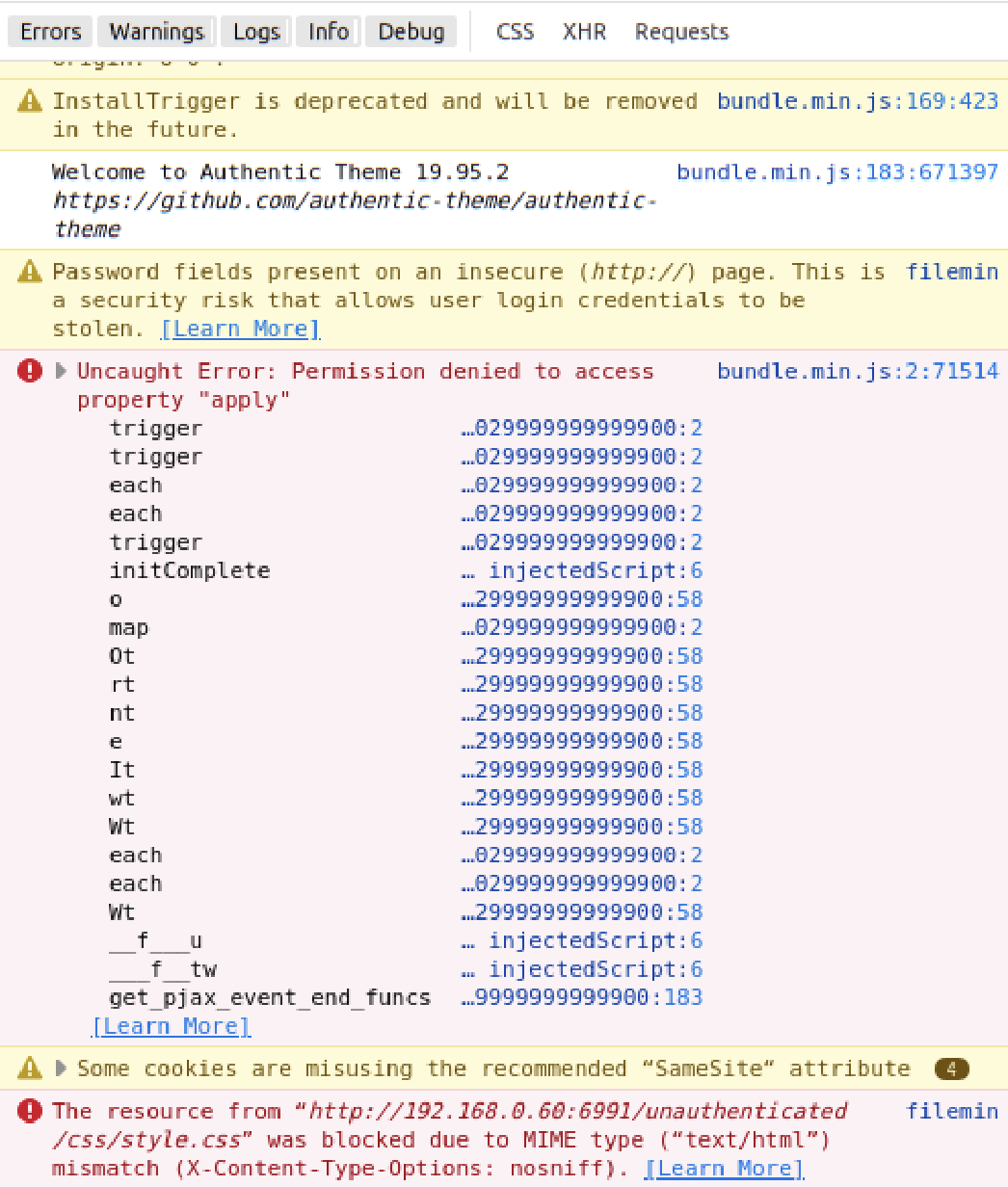 Javascript errors when clicking on Dashboard menu item · Issue #1606 · webmin/authentic-theme ...