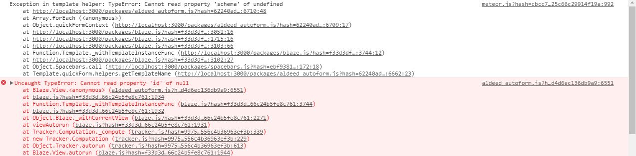 Error While Generating The Form With Autoform 581 · Issue 1631 · Meteor Community Packages 
