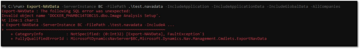 Upgraded BC 15.4 database, export-NAVData error · Issue #5794 ...