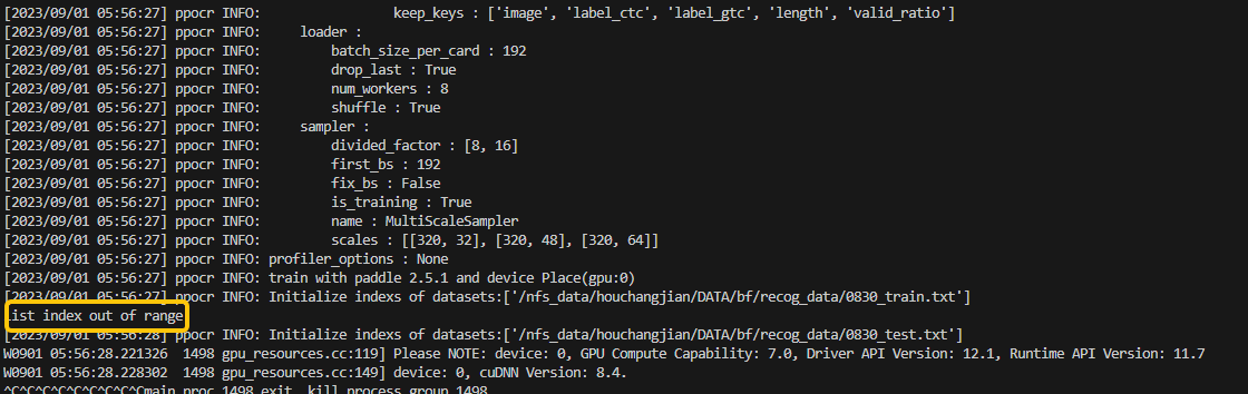 PaddleOCR ch_PP-OCRv4_rec_hgnet 在读取数据时出现list index out of range，但是以前的版本并不会 · Issue #10798 ...