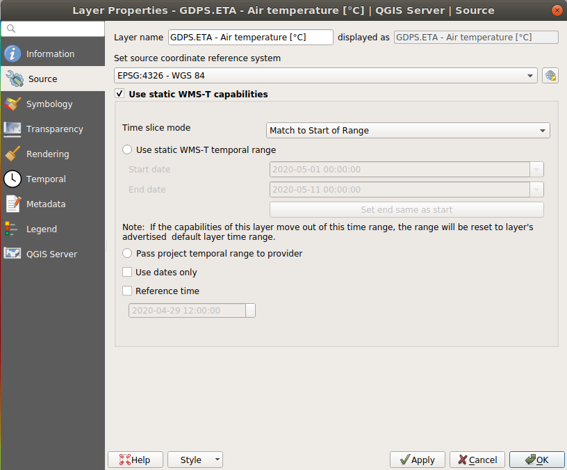 Temporal WMS settings are hidden in Source tab (and requests only specify the frame start time ...