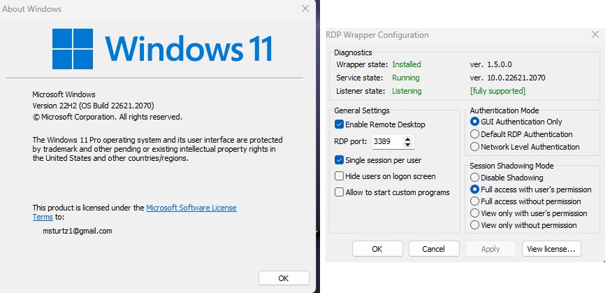 Windows 11 PRO - 22H2 10.0.22621.2070 not supported · Issue #2290 · stascorp/rdpwrap · GitHub