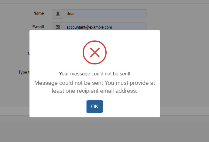Message could not be sent You must provide at least one recipient email ...
