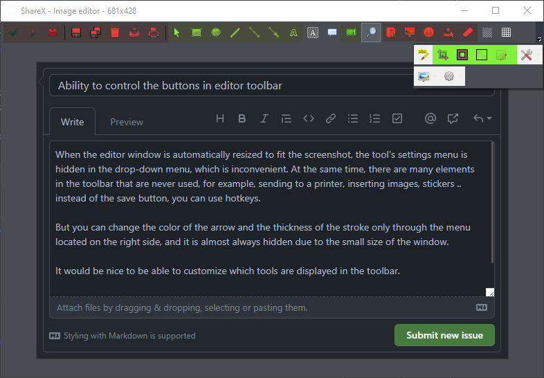 Ability to control the buttons in editor toolbar · Issue #6109 · ShareX ...