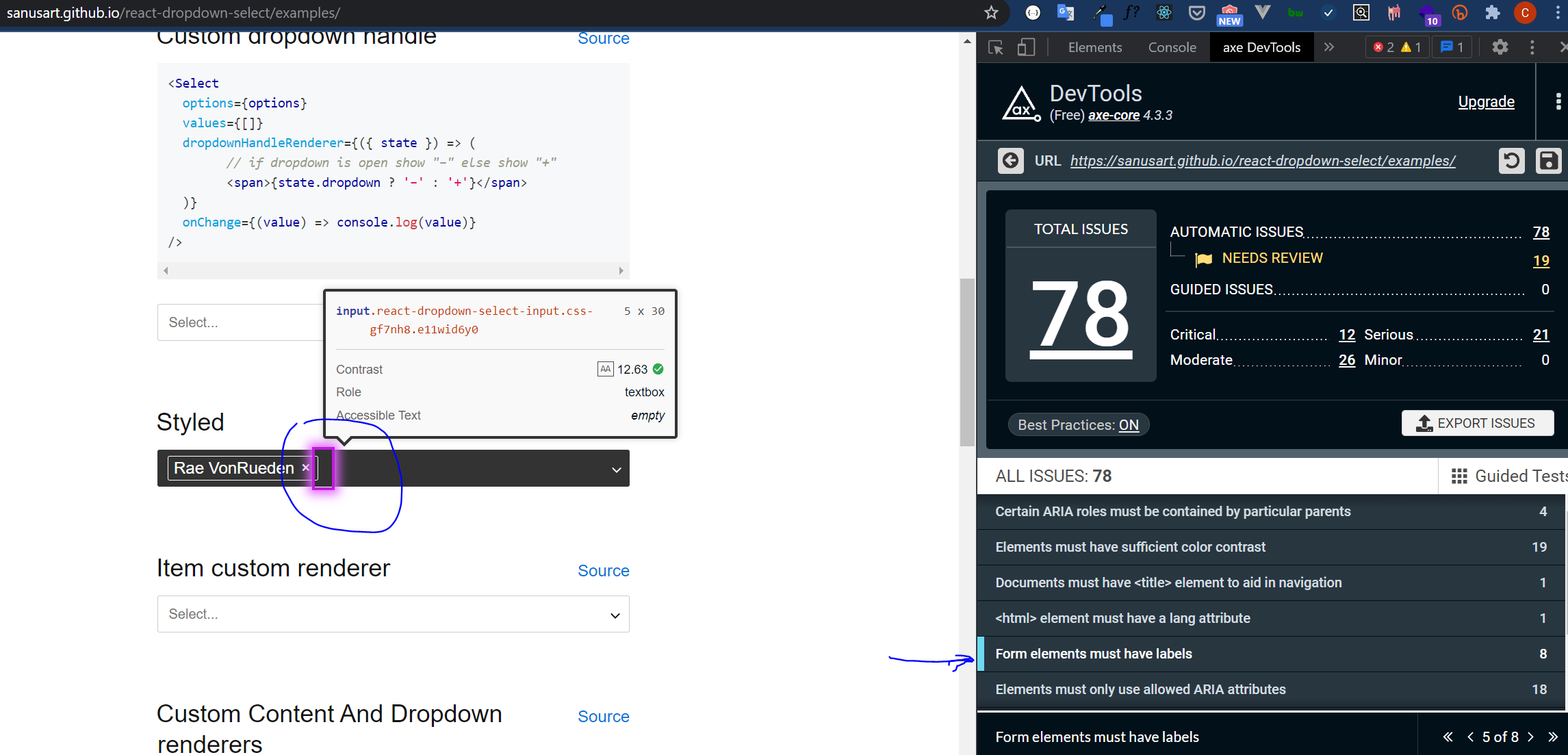 Accessibility Issue Form Elements Must Have Labels · Issue 194 · Sanusart React Dropdown