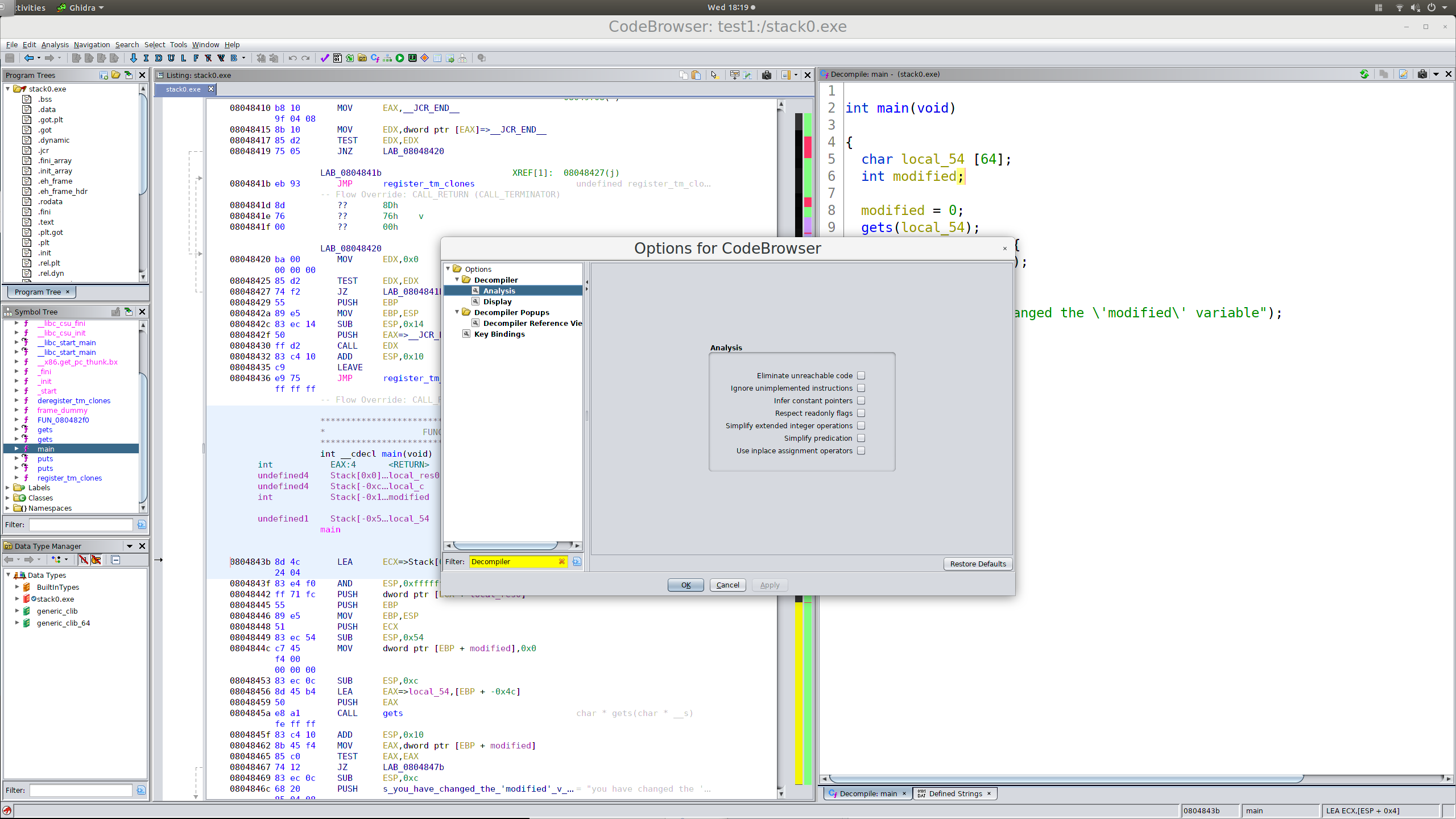 Ghidra applies decompilation analysis even when disabaled · Issue #76 · NationalSecurityAgency ...