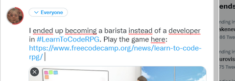wrong tweet for achievement · Issue #67 · freeCodeCamp/LearnToCodeRPG · GitHub