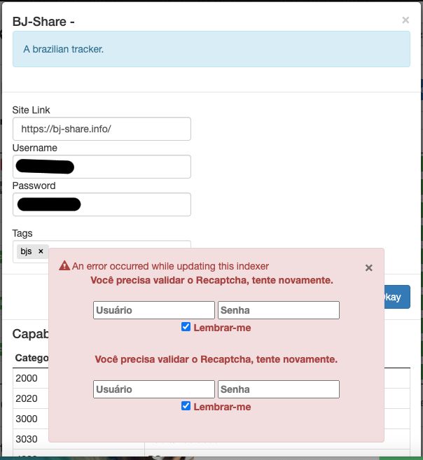 Indexer Does Not Accept Login Without Captcha · Issue 12756 · Jackettjackett · Github