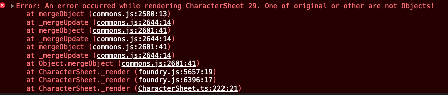 Reopening token character sheet via double-click (while it is already open) throws an error ...