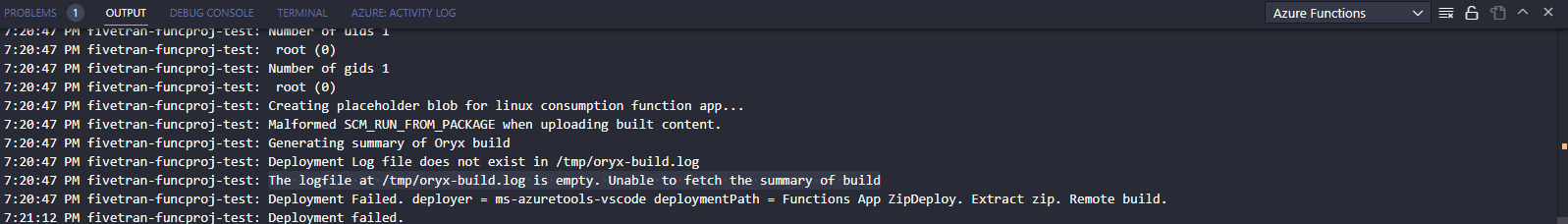 Oryx build keeps failing during deployment · Issue #159 · Azure/functions-action · GitHub