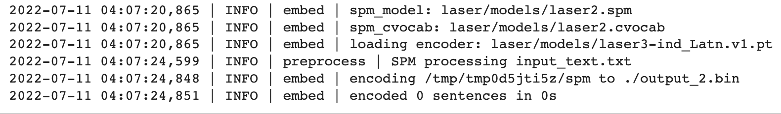Embedder is not working with LASER3. · Issue #203 · facebookresearch/LASER · GitHub