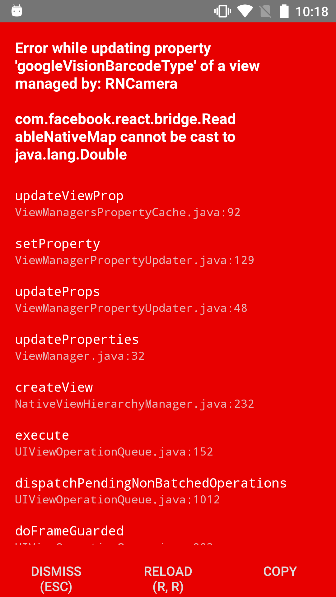 Android error with googleVisionBarcodeType defaultProp · Issue #1461 · react-native-camera/react ...
