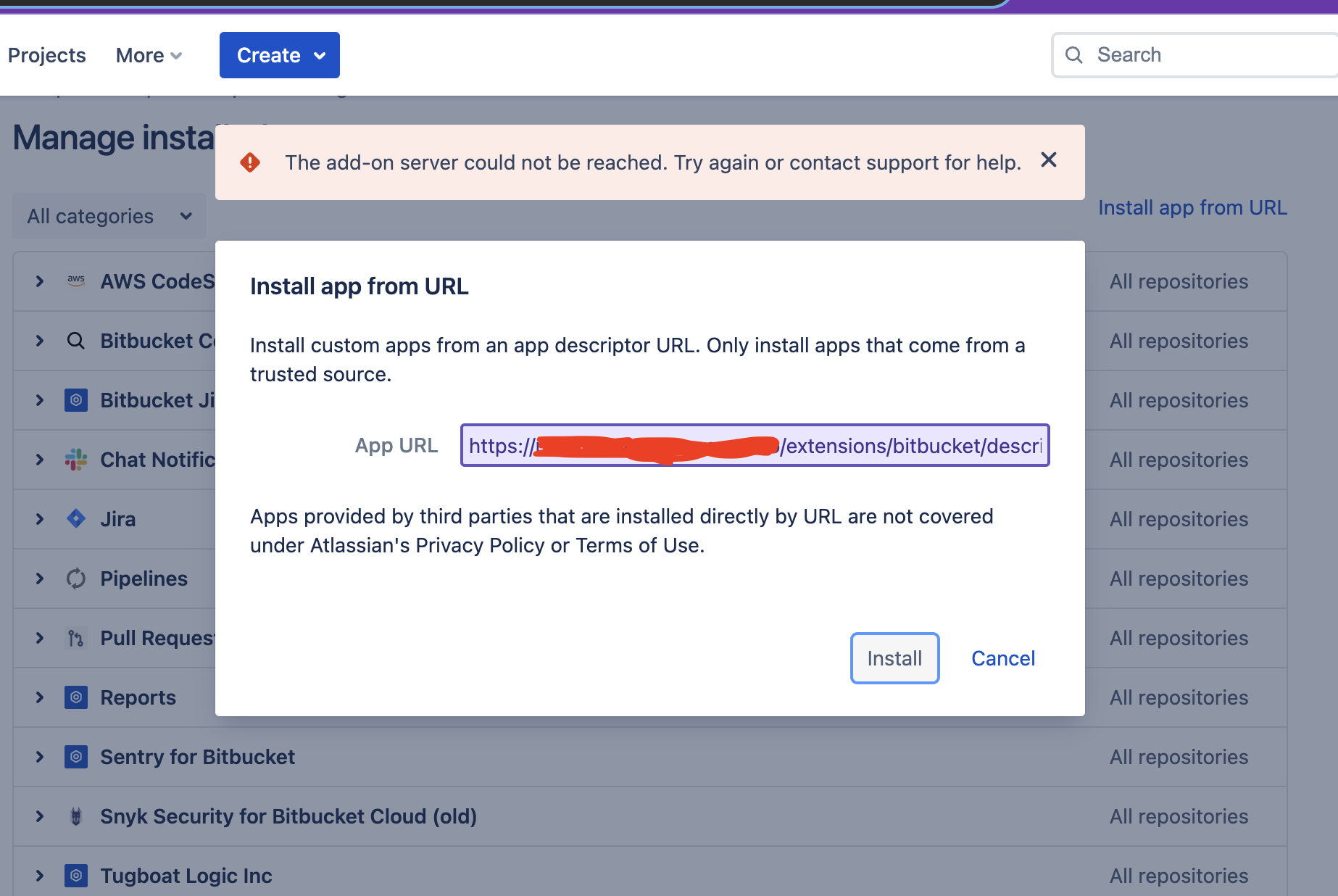 Bitbucket integration (the add-on server could not be reached) · Issue #2014 · getsentry/self ...