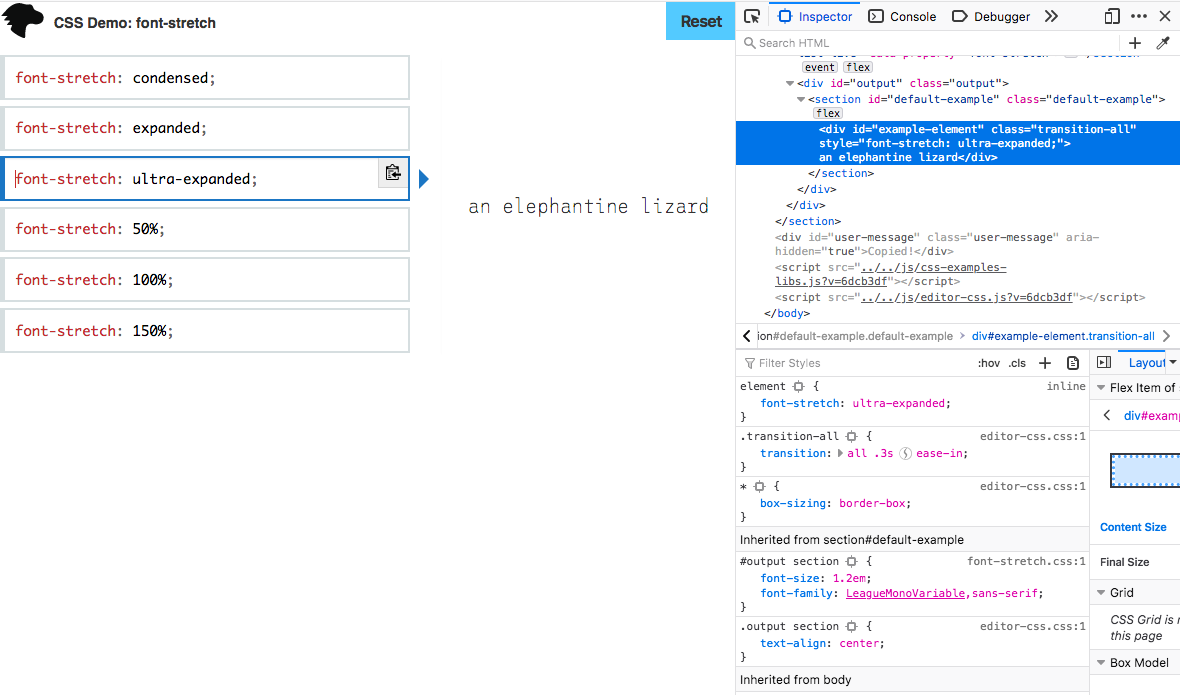 CSS examples: need example for font-stretch · Issue #573 · mdn/interactive-examples · GitHub