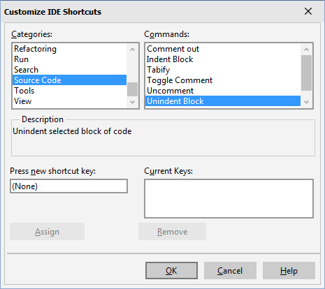 Shortcut for "unindent block" becomes None after restart · Issue #912 · pyscripter/pyscripter ...