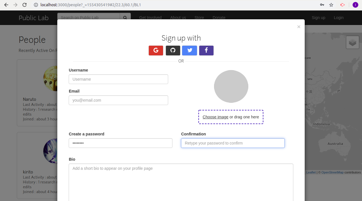 Form field validation and password visibility · Issue #5361 · publiclab/plots2 · GitHub