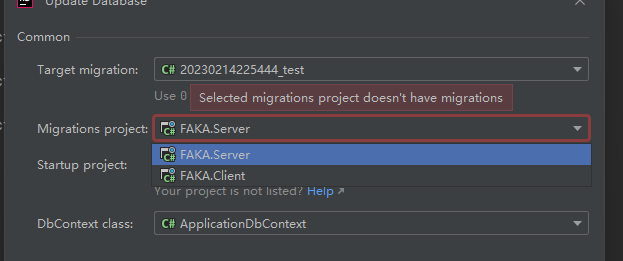error "Selected migrations project doesn't have migrations" after changing project Name · Issue ...