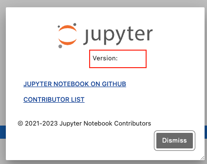 Notebook version is missing from "About Jupyter Notebook" dialog ...