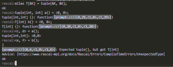 Multiple Assignment With Generic Alias Not Working · Issue 1811 · Usethesource Rascal · Github