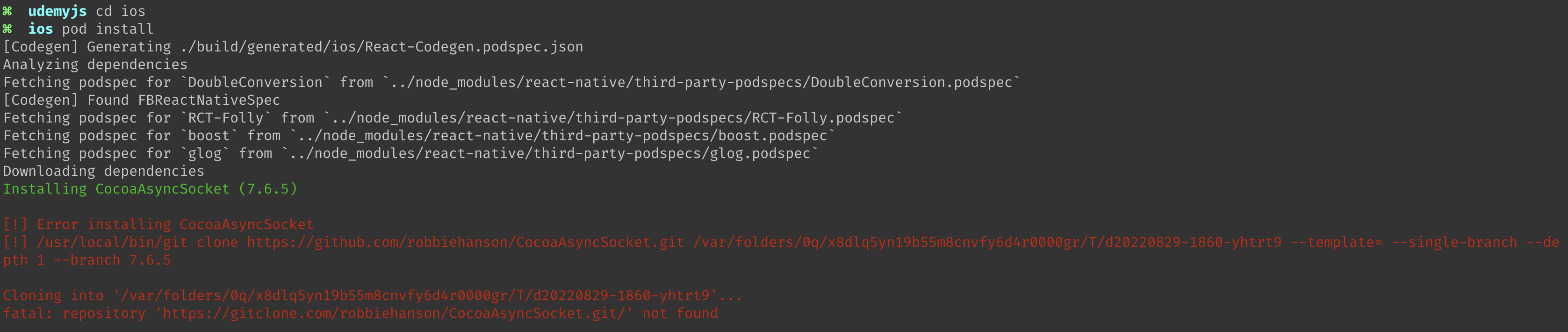 Pod install Error · Issue #34519 · facebook/react-native · GitHub