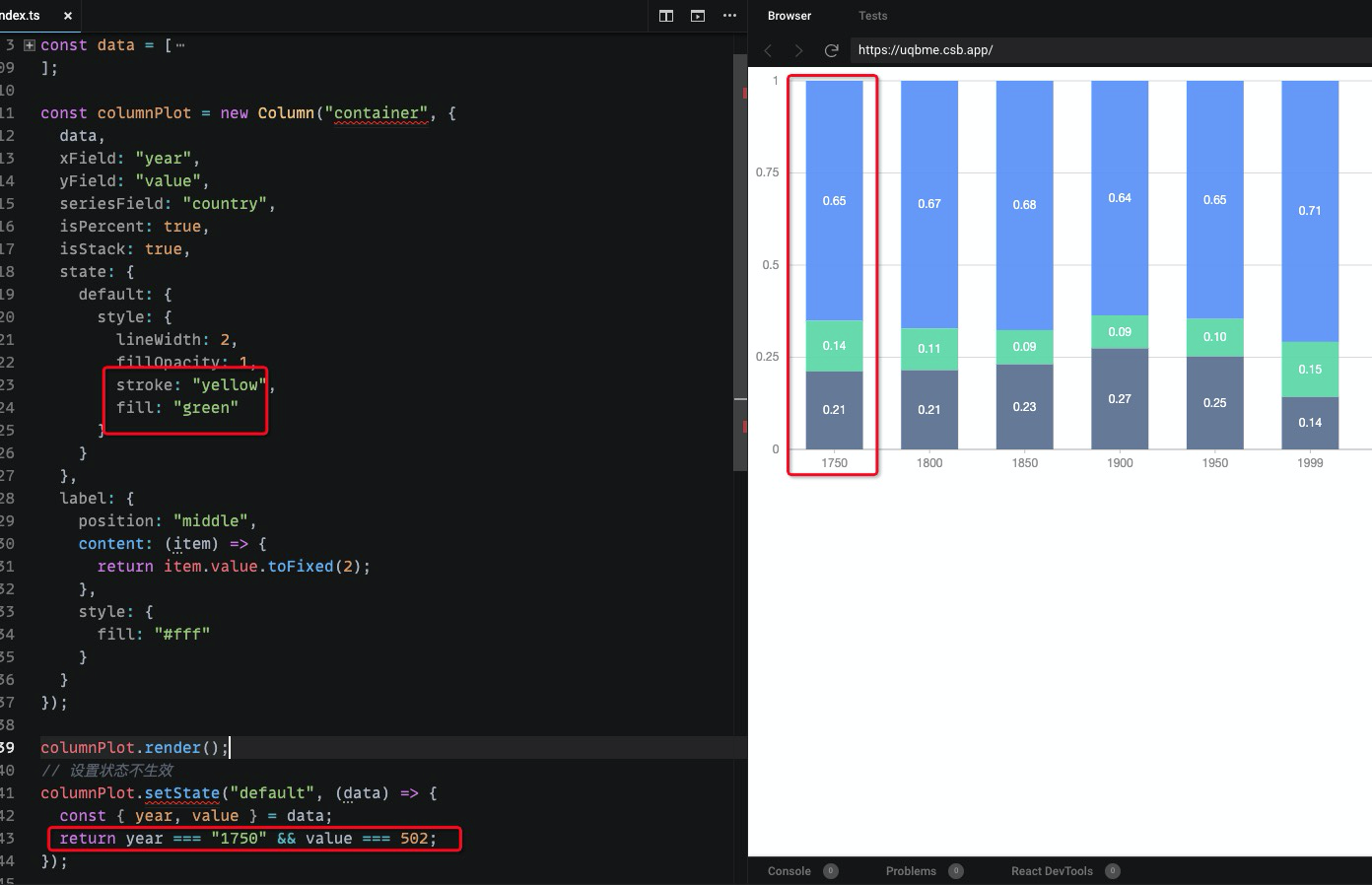 g2plot 2.x 百分比柱状图 设置 setState 不生效 · Issue #2597 · antvis/G2Plot · GitHub