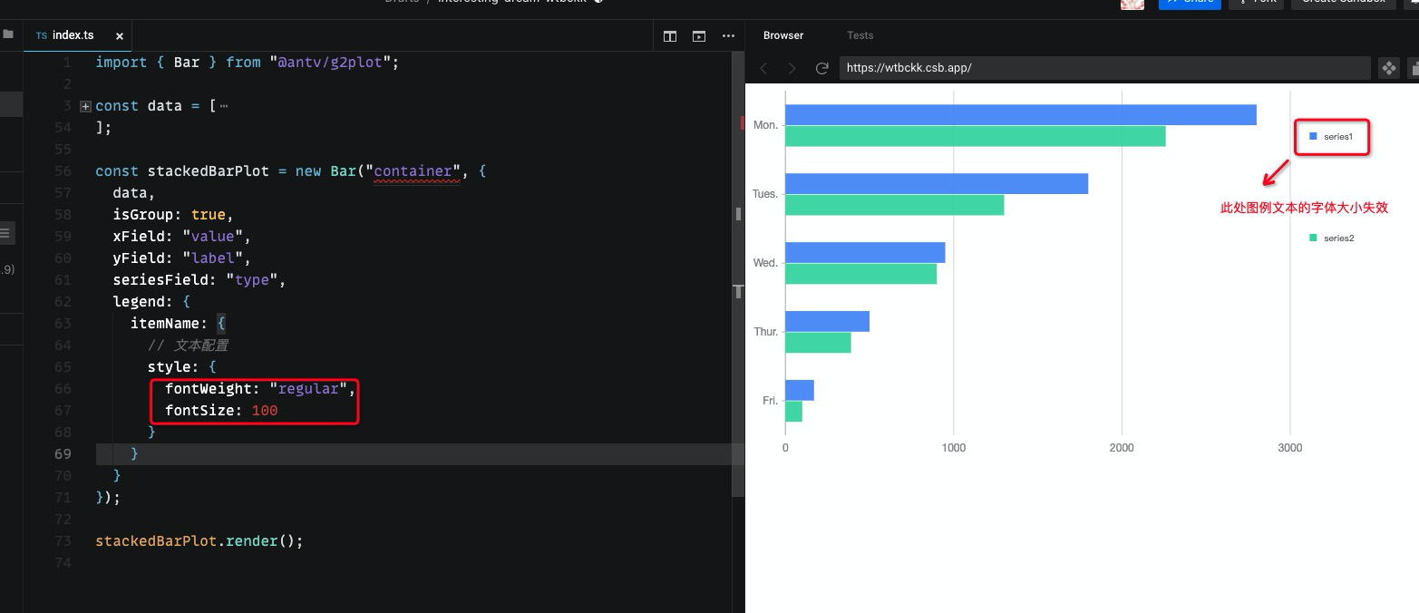 🐛 [BUG] 图例文本 设置 fontWeight 为无效值时，会导致 字体 失效 · Issue #3139 · antvis/G2Plot · GitHub