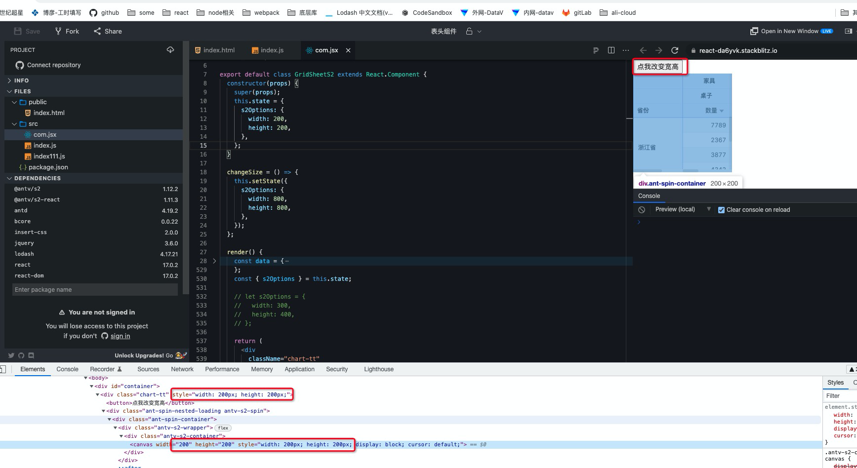 🐛 S2 react 图表宽高不能动态修改 · Issue #1193 · antvis/S2 · GitHub