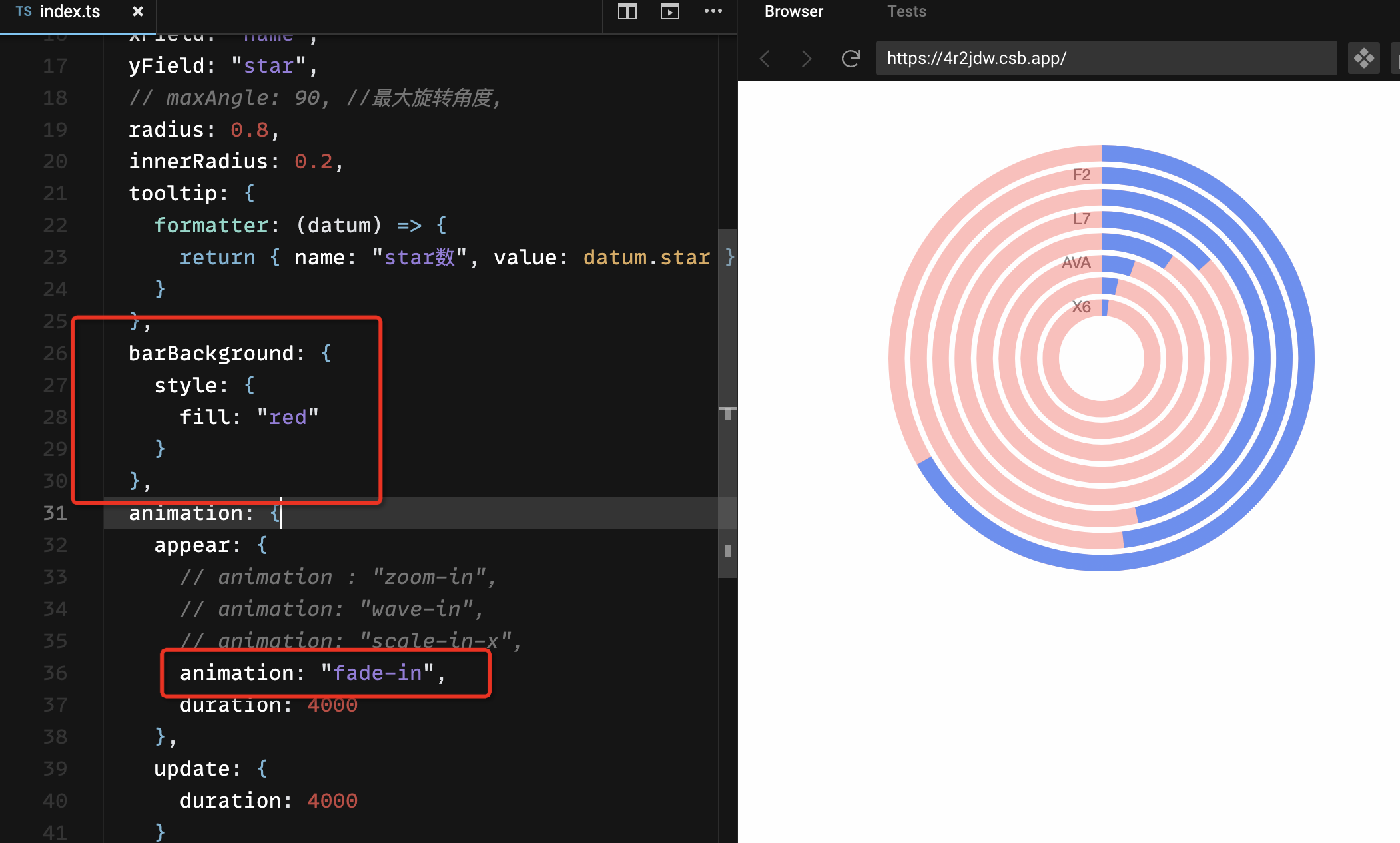 玉珏图组件 动画效果 fade-in 在 添加背景设置后 失效 · Issue #3427 · antvis/G2Plot · GitHub