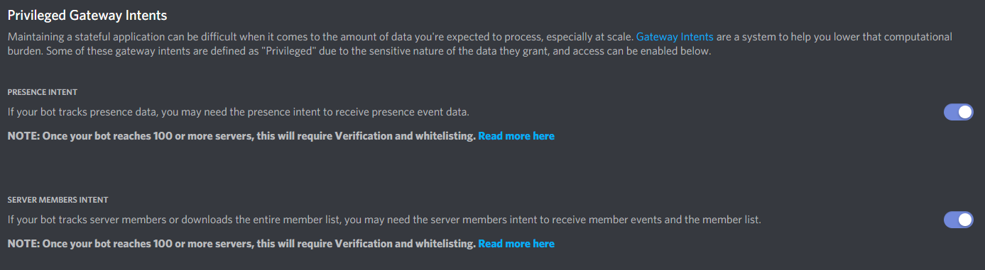 There Should Be A Notice About Privileged Gateway Intents In Docs · Issue 5191 · Discordjs