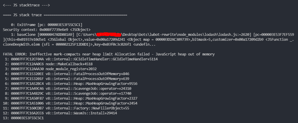 v8 Allocation - JS heap out of memory · Issue #4291 · lodash/lodash · GitHub