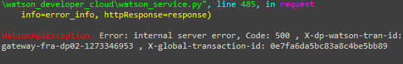 Natural Language Understanding - Internal Server Error, Code: 500 · Issue #583 · watson ...