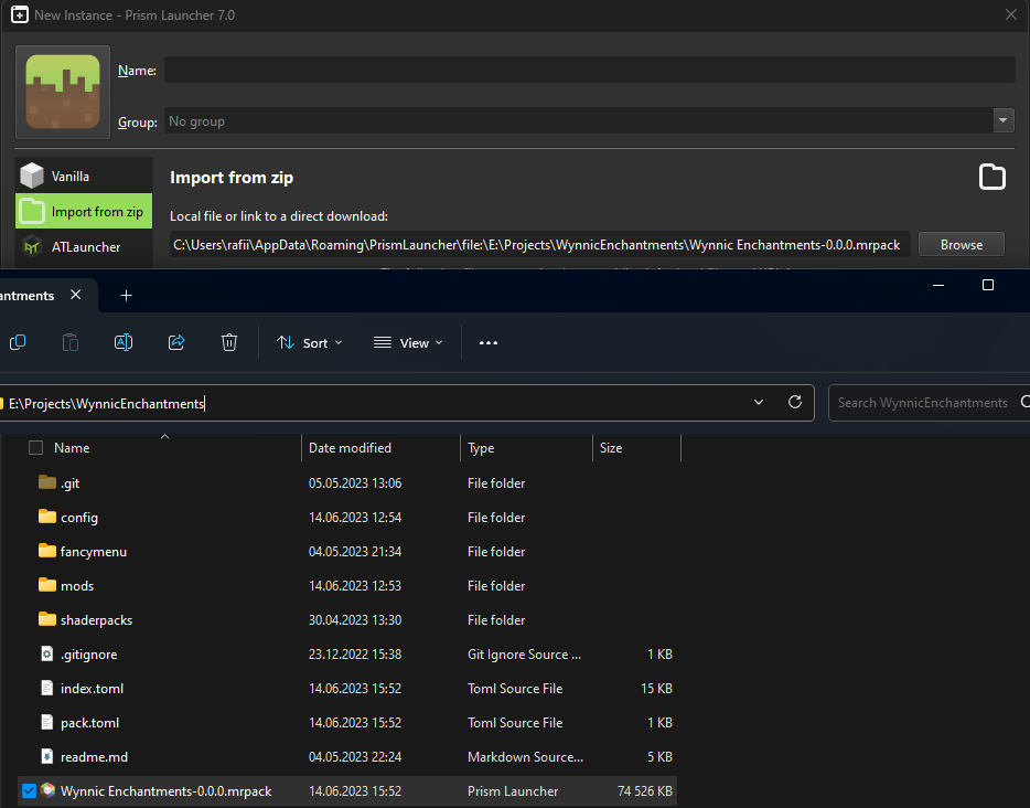 Opening .mrpack files sometimes results in wrong location · Issue #1183 · PrismLauncher ...