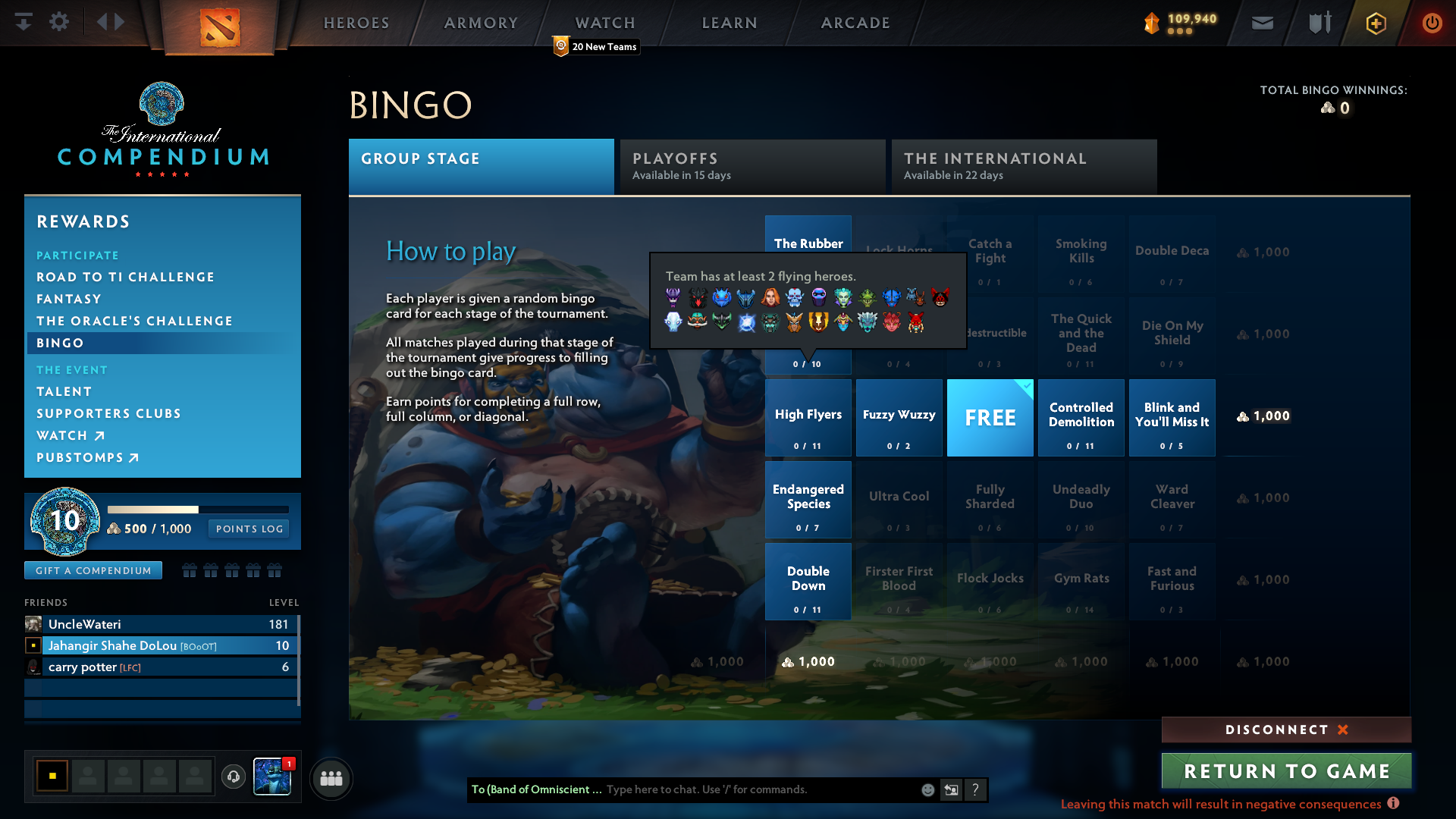 Compendium Bingo High Flyer Doesnt Include Some Flying Heroes · Issue