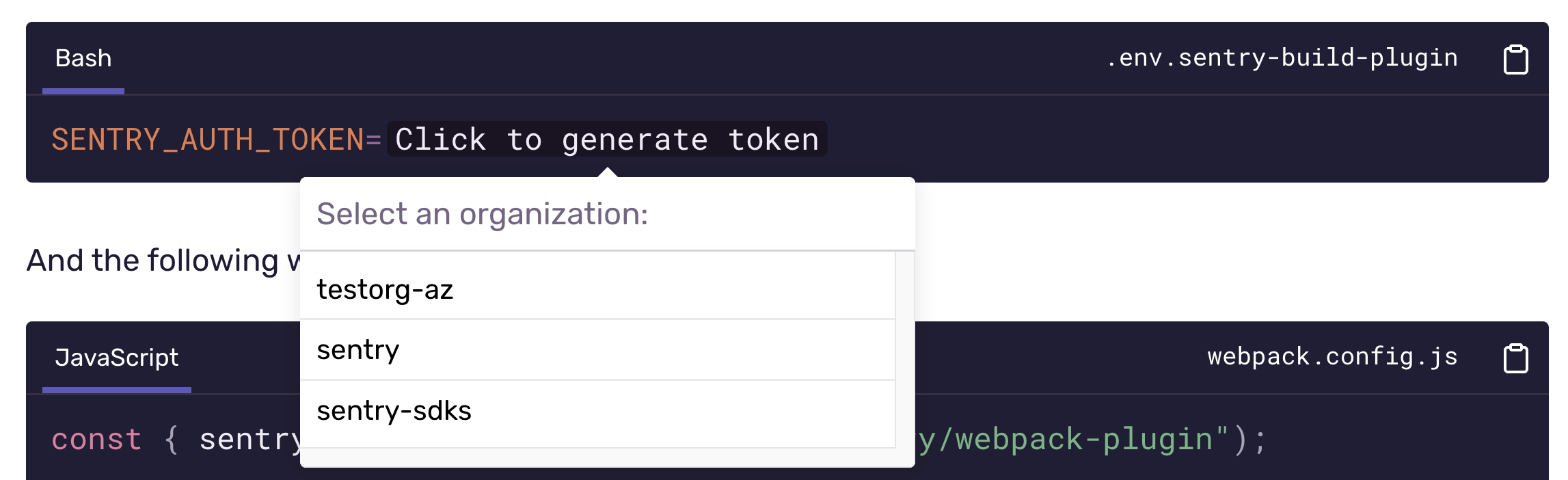 Generate Auth Token feature in getting started · Issue #55761 · getsentry/sentry · GitHub