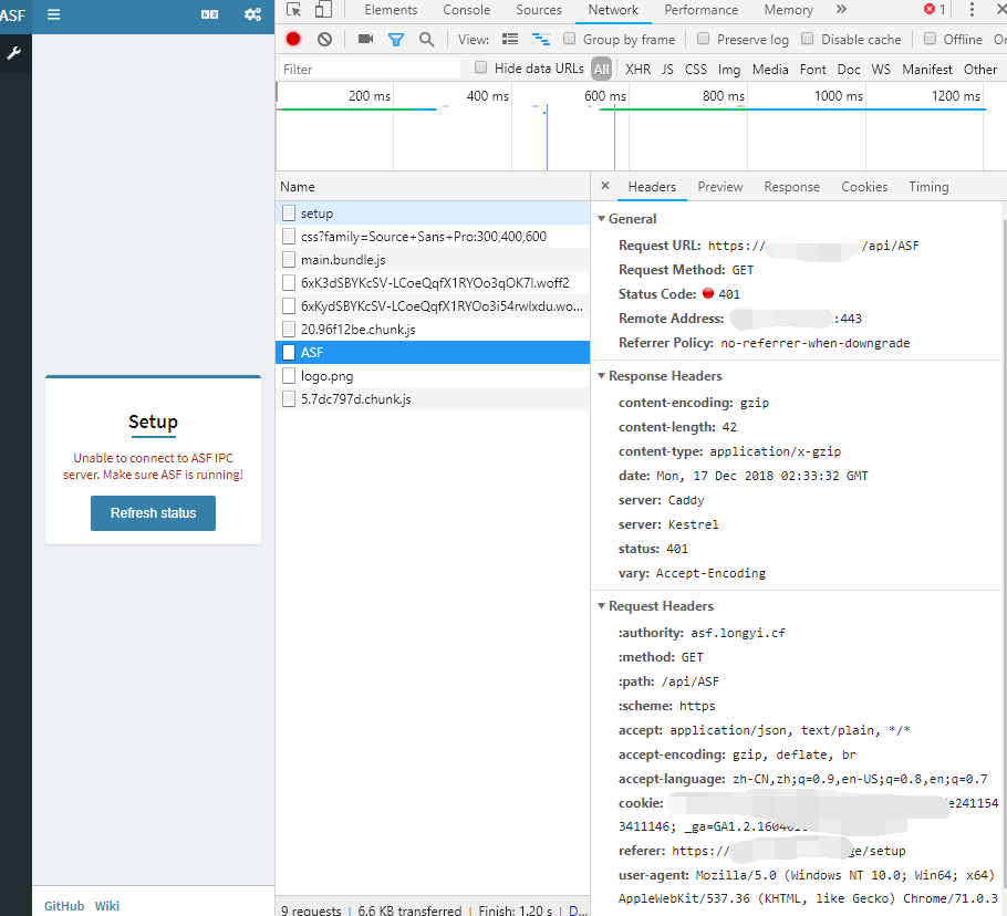 upgrade to V3.4.1.7 appears Unable to connect to ASF IPC server. Make sure ASF is running ...