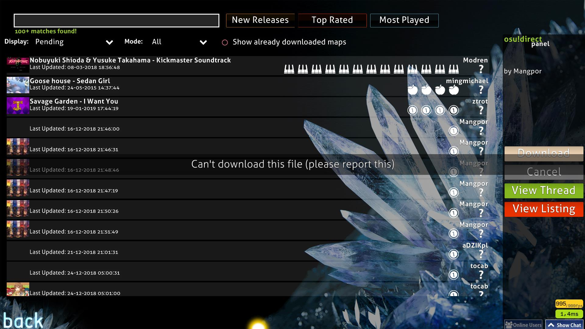 osu!direct pending section bugged. · Issue #4129 · ppy/osu · GitHub