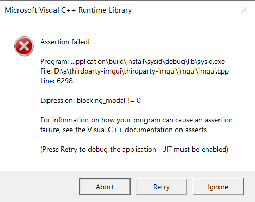 Assertion Failed: IMGUI Error and · Issue #317 · wpilibsuite/sysid · GitHub