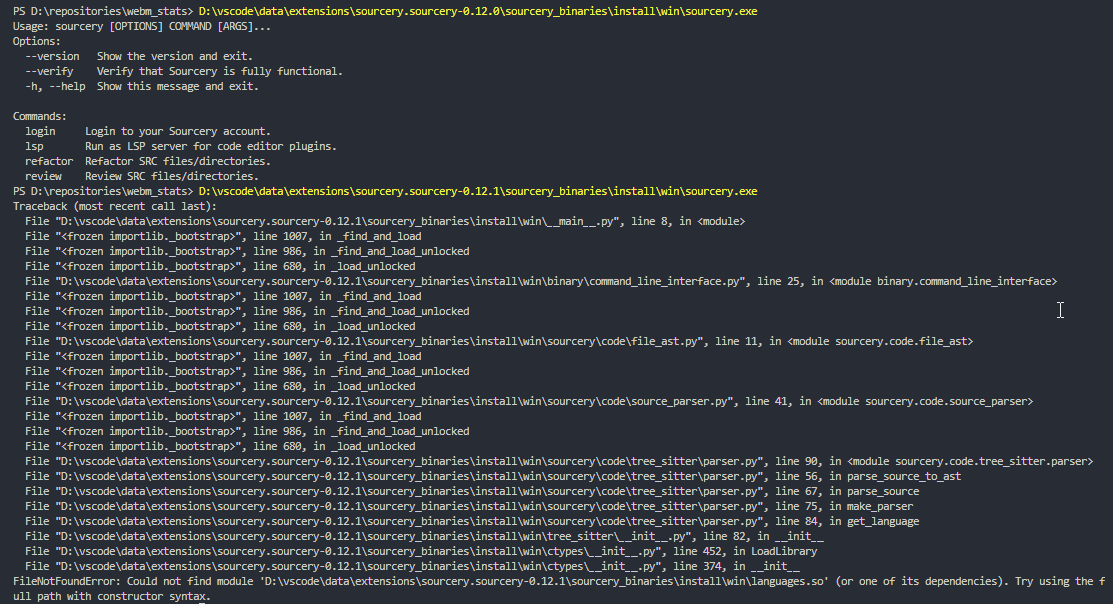 Error on startup in Windows 11 · Issue #87 · sourcery-ai/sourcery-vscode · GitHub