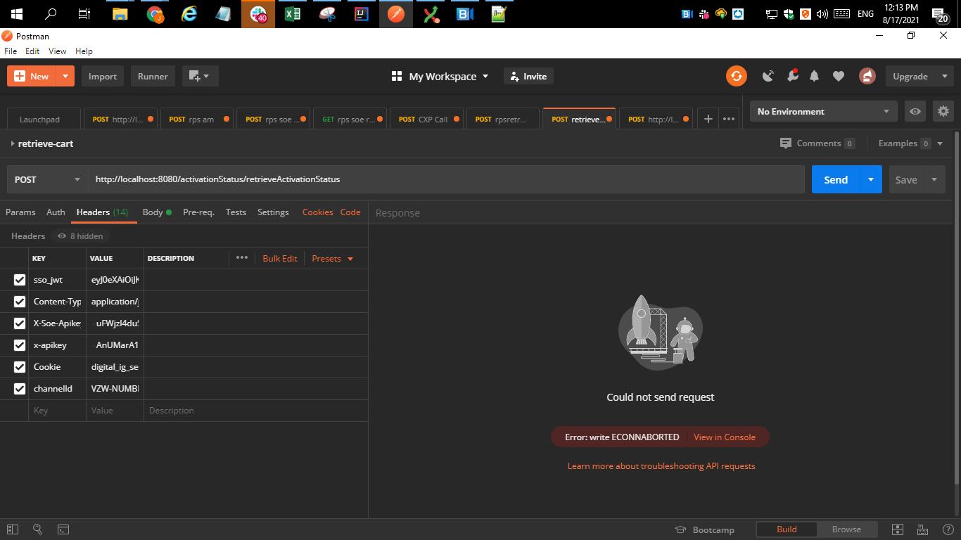 Getting Error Write Econnaborted On Localhost Request · Issue 10225 · Postmanlabspostman App