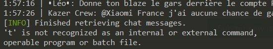 't' is not recognized as an internal or external command, operable program or batch file ...
