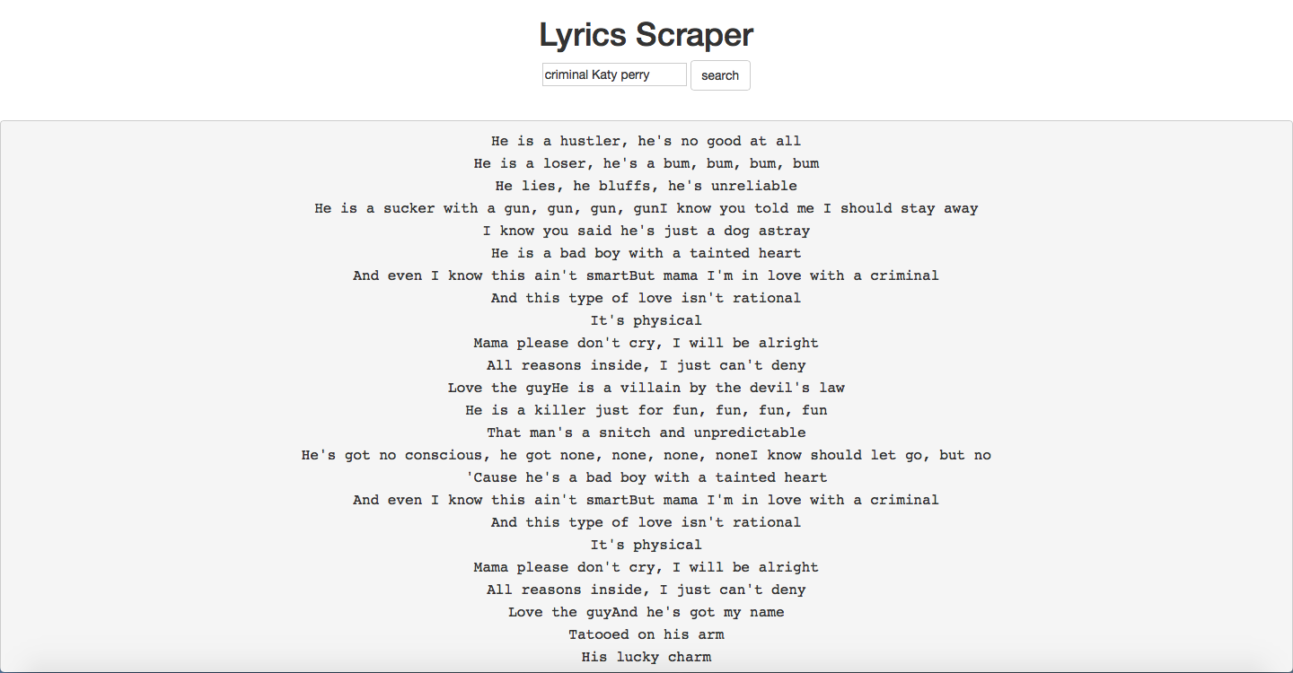 GitHub - prajwalx/LyricsScraper: Web Scraping the Lyrics of any Song