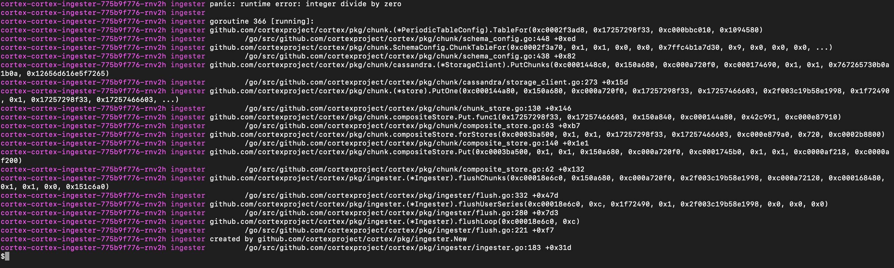 ingester frequently terminated due to error · Issue #1256 · cortexproject/cortex · GitHub